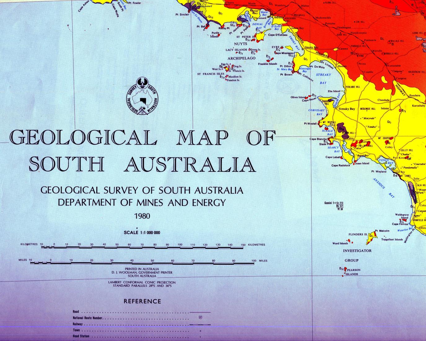 Geological map of South Australia